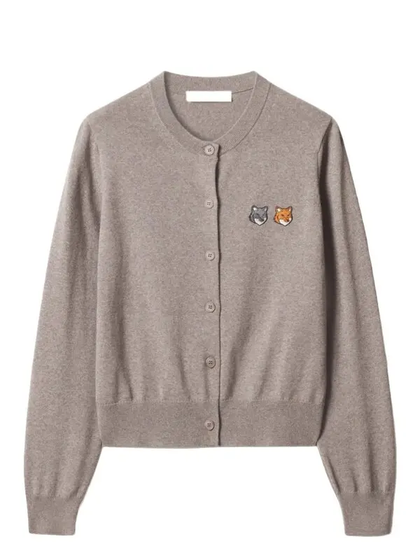 Maison Kitsuné Double Fox Head Cardigan - Taupe
