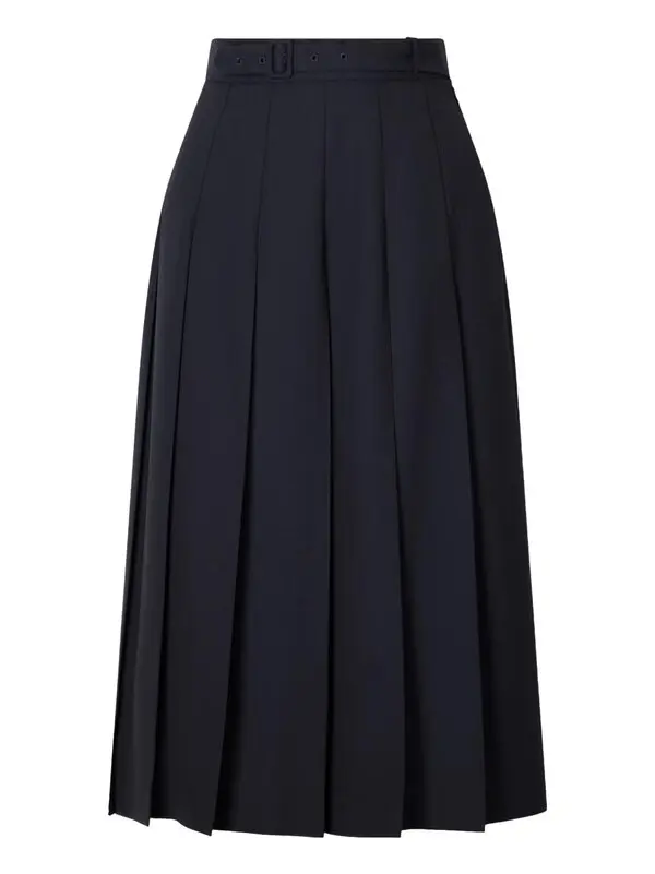 Auralee Hopsack Pleated Midi Skirt - Black