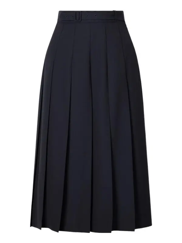 Auralee Hopsack Pleated Midi Skirt - Black