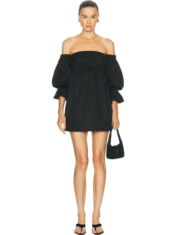Saint Laurent Off-the-shoulder Mini Dress - Noir