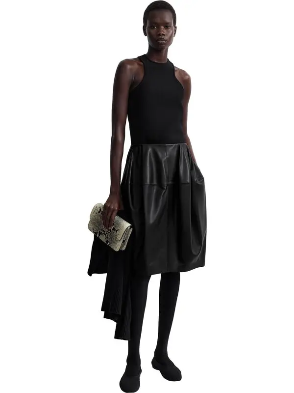 TOTEME Sculptural Leather Skirt - Black