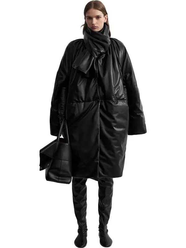 TOTEME Padded Leather Coat - Black