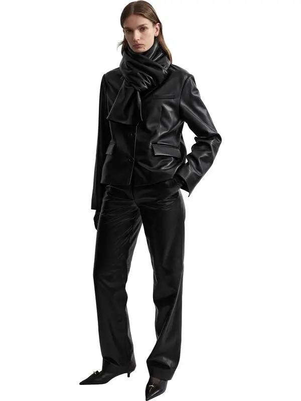 TOTEME Short Leather Blazer - Black
