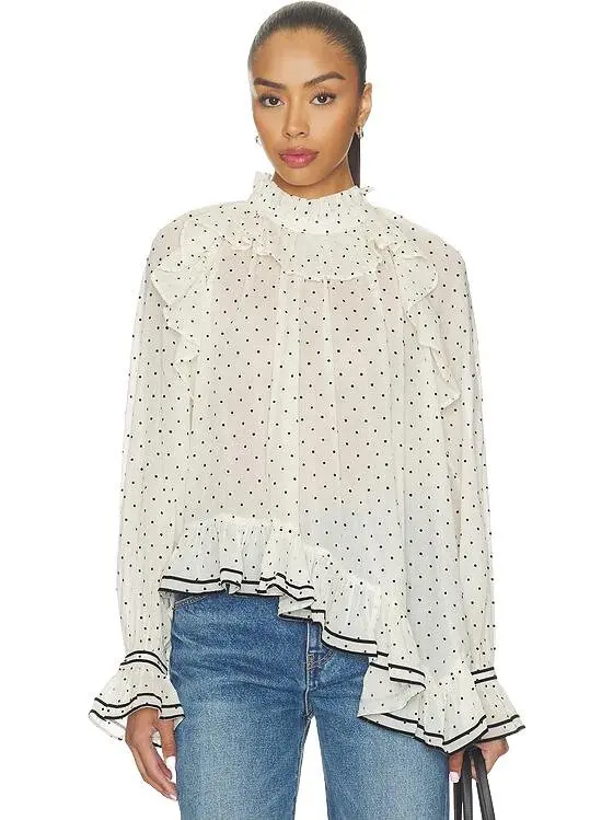 Ulla Johnson Marcella Longsleeve Cotton Blouse - Blanc