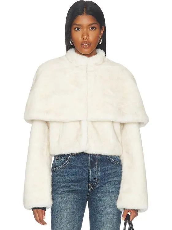 ET OCHS Cropped Faux Fur Jacket - Ivory