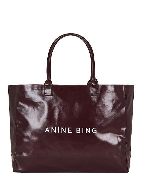 ANINE BING Leo Coated Canvas Tote Bag - Fig
