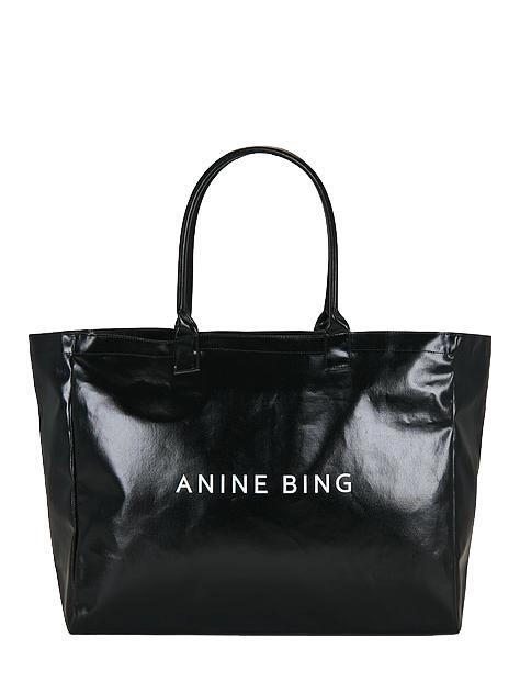 ANINE BING Leo Coated Canvas Tote - Black
