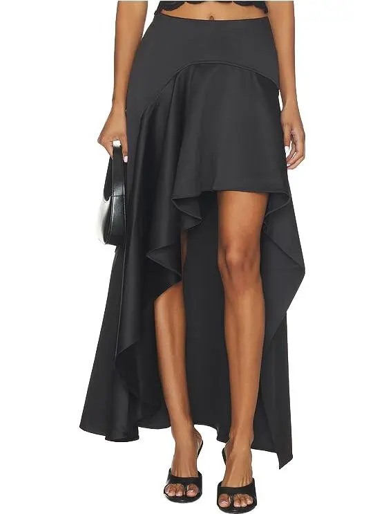AKNVAS Alana Draped Satin Skirt - Black