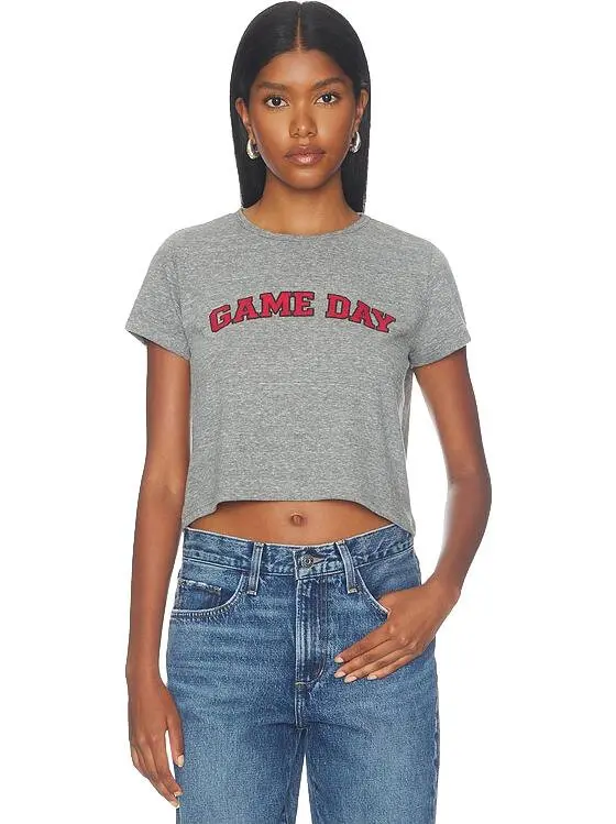SUNNY SOMEWHERE Game Day" Cropped Tee - Heather Grey