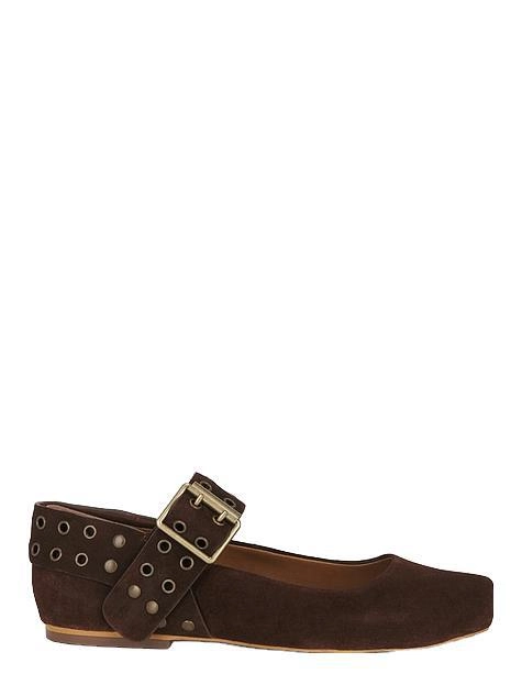 Free People Maggie Mary Jane Flats - Chocolate
