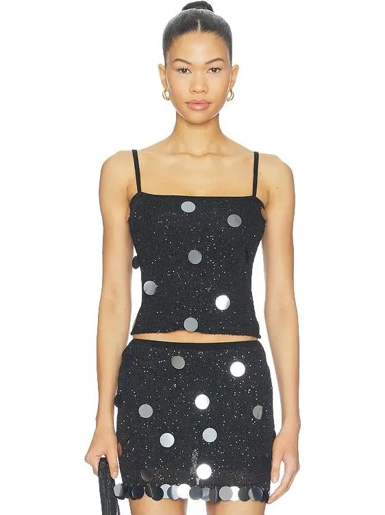 Ph5 Sequined Tank Top - Midnight Black