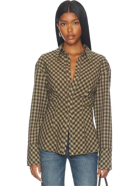Tularosa Evelynn Top - Brown Gingham