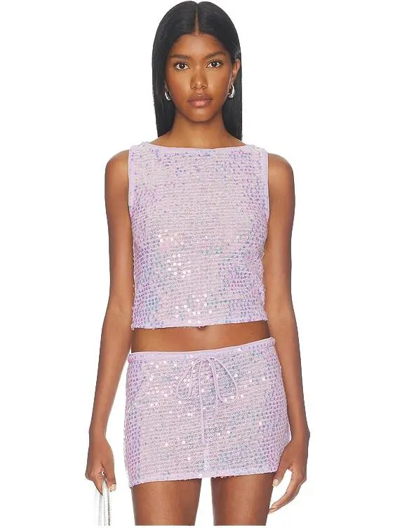 LOVERS AND FRIENDS Sequin Sleeveless Top - Lilac Sequin