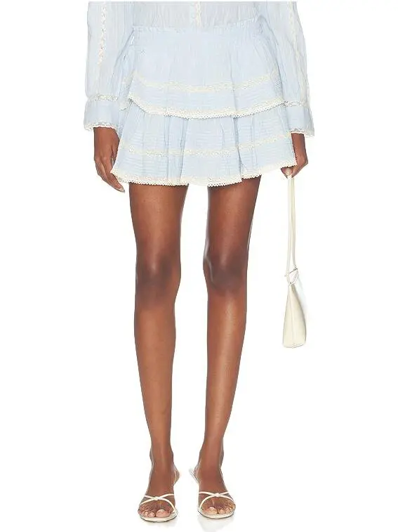 LoveShackFancy Ruffle Mini Skirt - Chambray Sky