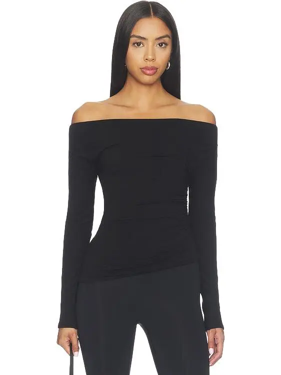 Naked Wardrobe Off-shoulder Asymmetric Top - Black