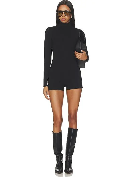Naked Wardrobe Butter Turtleneck Contour Romper - Black