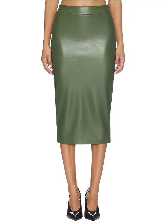 Naked Wardrobe Faux Leather Pencil Skirt - Dark Olive