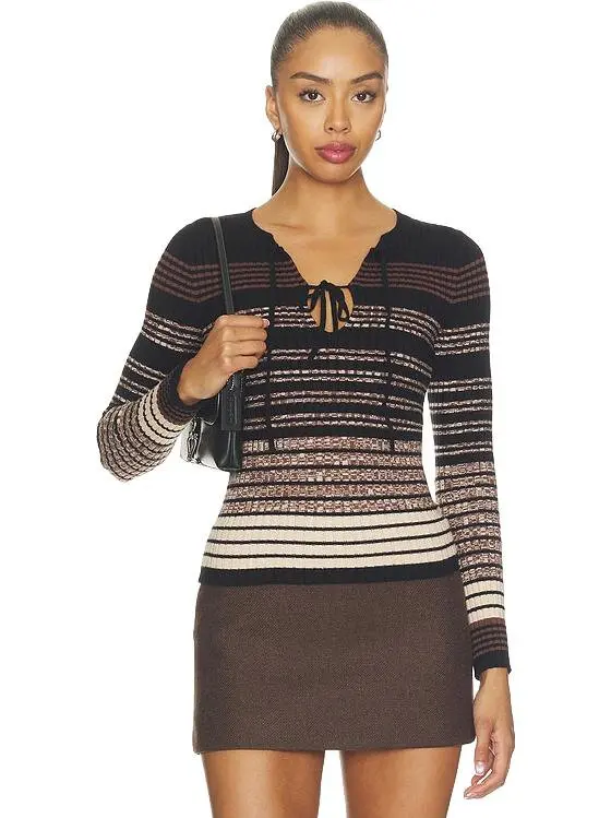 Heartloom Lola Knit Top With Tie Detail - Black