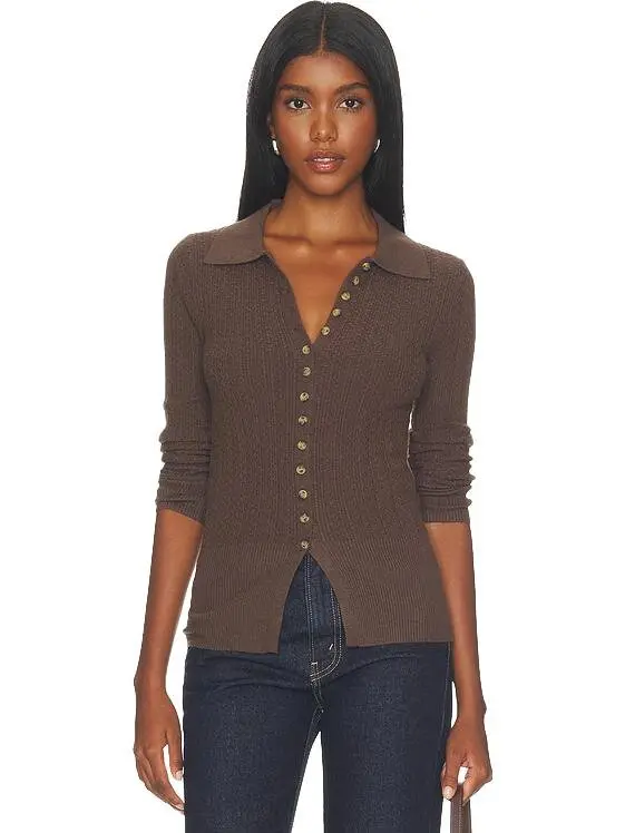 Heartloom Wright Ribbed Knit Button-up Top - Coco
