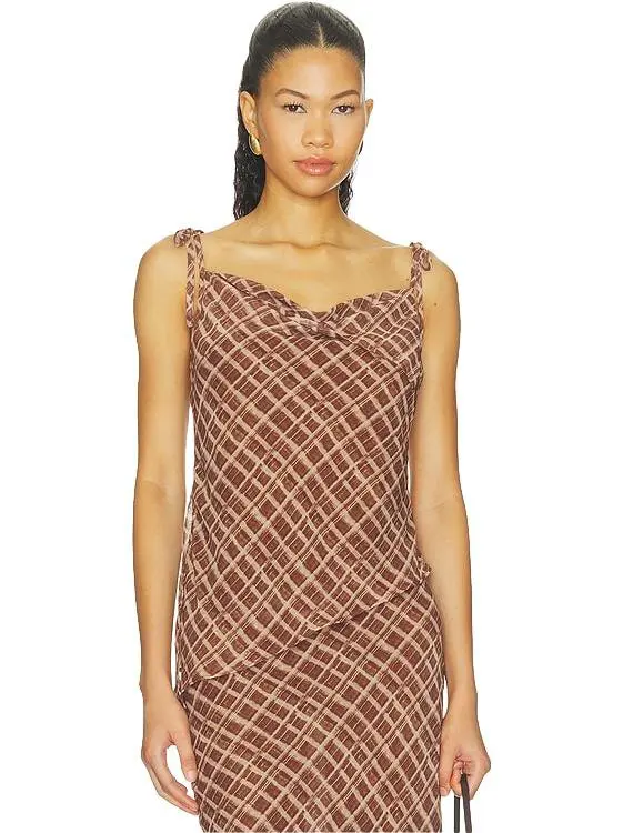 4TH & RECKLESS Carlotta Printed Chiffon Top - Brown Multi