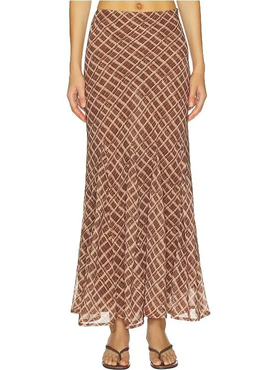 4TH & RECKLESS Carlotta Maxi Skirt In Multi - Brown Multi