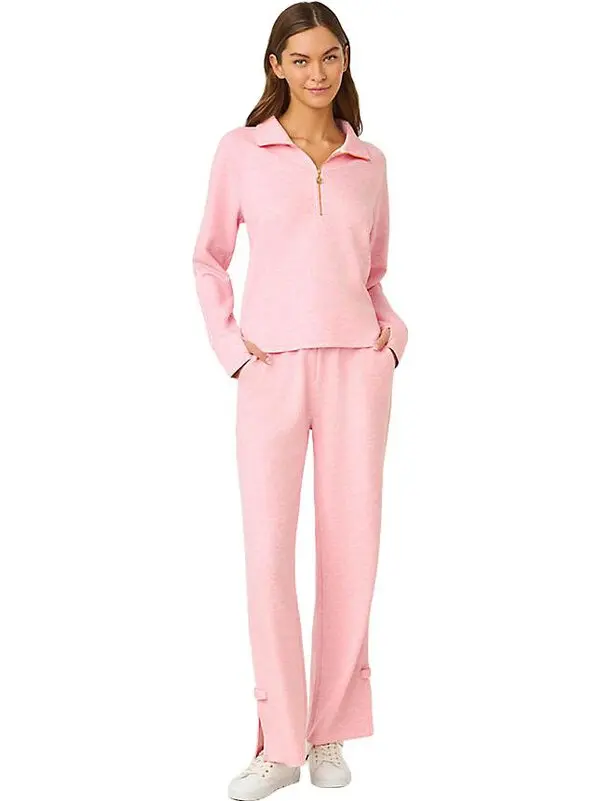 Lilly Pulitzer® Upf 50+ Wide Leg Bow Track Pants - Heathered Conch Shell Pink