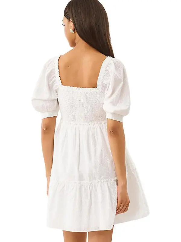 Lilly Pulitzer® Hadly Short Sleeve Smocked Dress - White