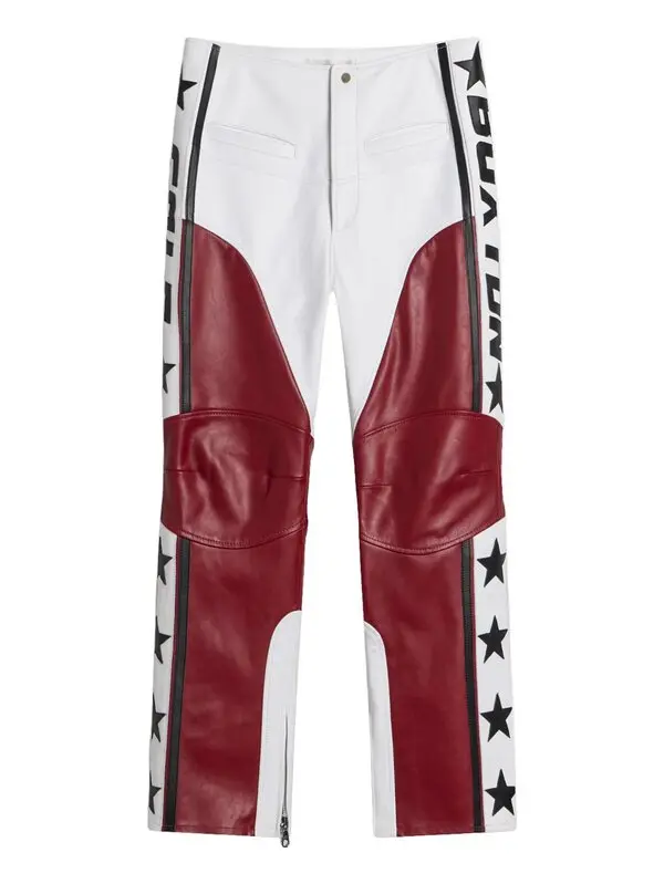 COLE BUXTON X Leather Trials Pants - Red/white