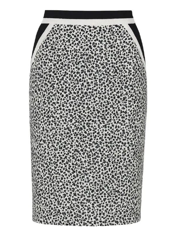 CONQUISTA Speckled Pencil Skirt With Contrast Trim - Blue