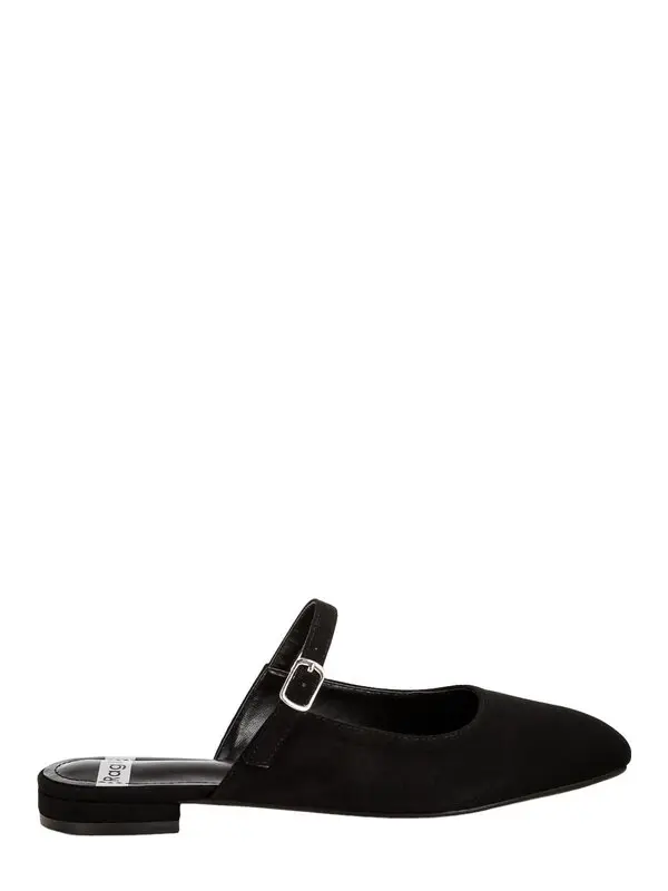 RAG & CO Buckled Square Toe Flats - Black