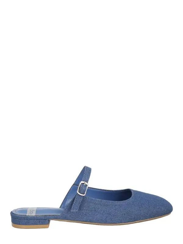 RAG & CO Denim Buckled Square Toe Flats - Blue
