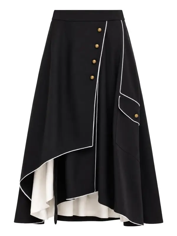 JULIA ALLERT Tailored Asymmetrical Midi Skirt - Black