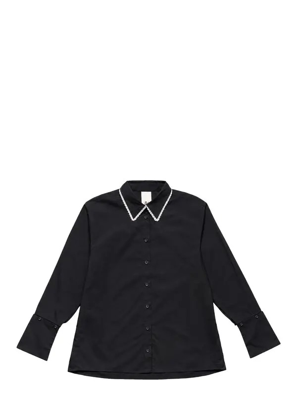 ALAS Name Silk-cotton Shirt With Lace Trim - Black