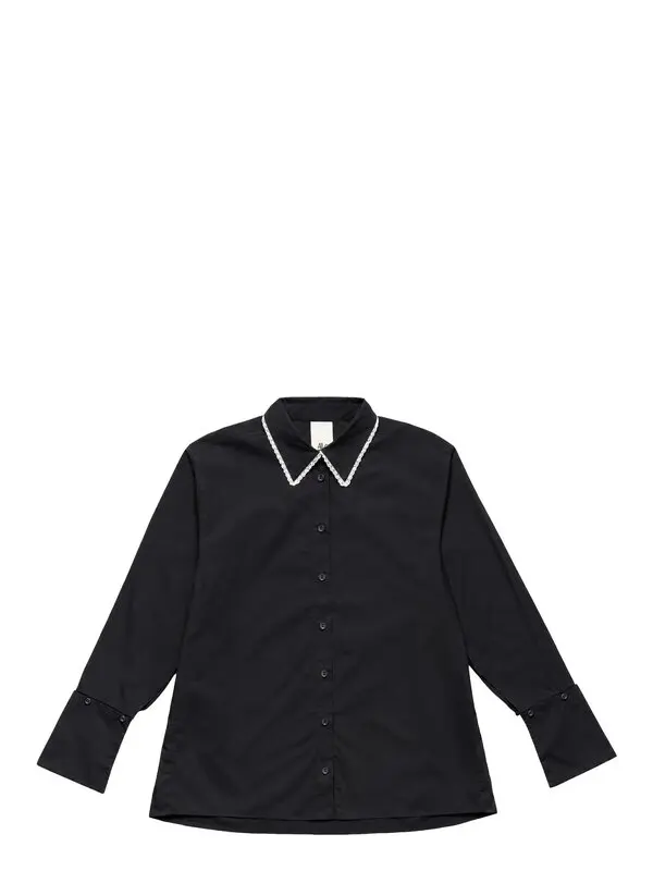 ALAS Name Silk-cotton Shirt With Lace Trim - Black
