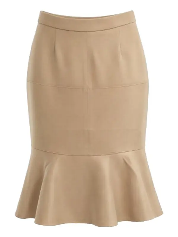 CONQUISTA Flared Hem Midi Skirt - Brown