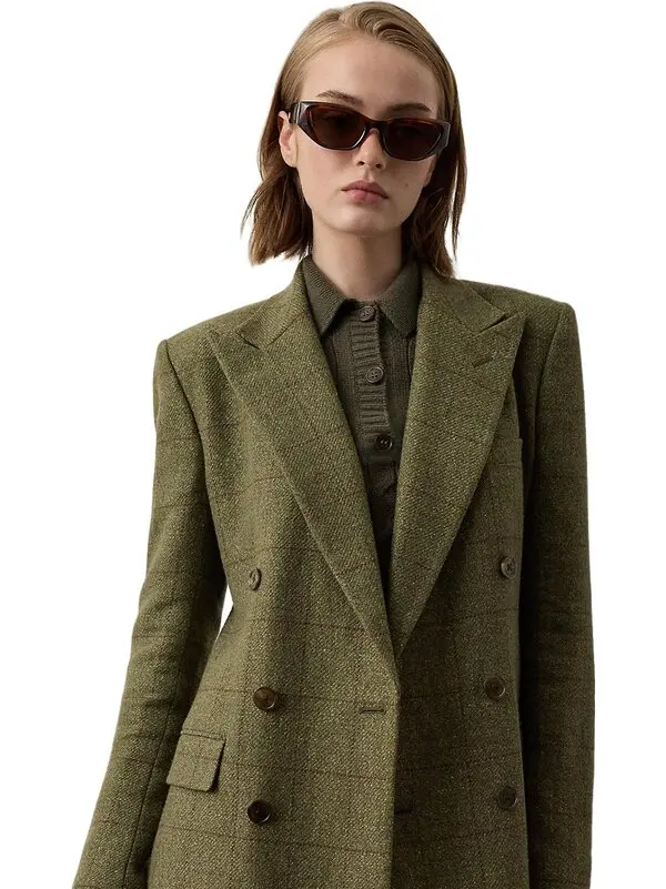 Ralph Lauren Ramona Windowpane Tweed Double-breasted Jacket - Cypress Multi
