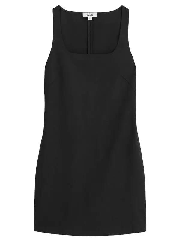 Cos Square Neck Crepe-jersey Mini Dress - Black