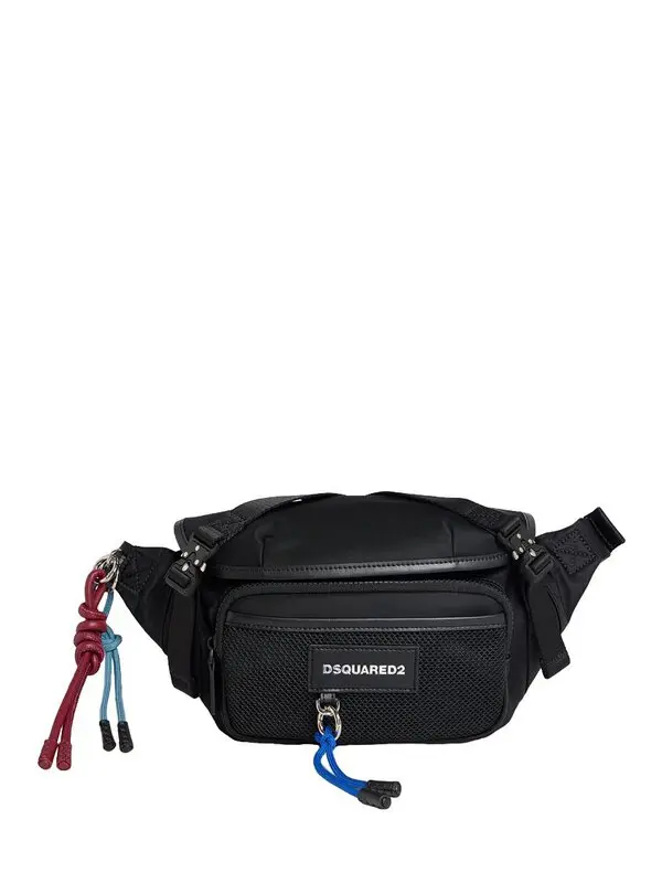 Dsquared2 Shiny Nylon Belt Bag With Knotted Cord Details - Black