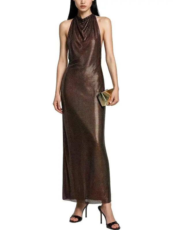 SELF-PORTRAIT Bead-embellished Maxi Dress - Brown
