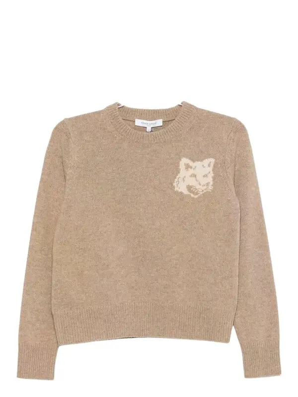 Maison Kitsuné Fox Head Intarsia-knit Sweater - Neutrals