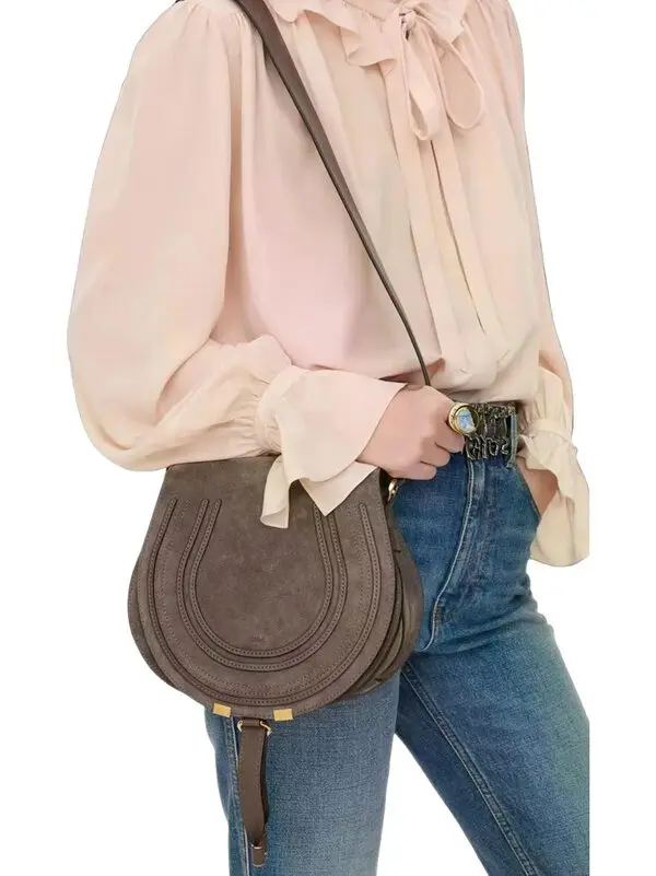 Chloé Marcie Suede Shoulder Bag - Grey