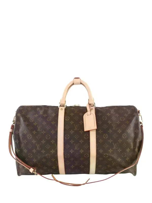 LOUIS VUITTON 2003 Monogram Keepall Bandouliere 55 Travel Bag - Brown