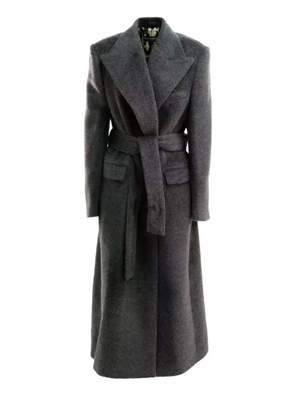 Dolce & Gabbana Belted Brushed Coat - Grey