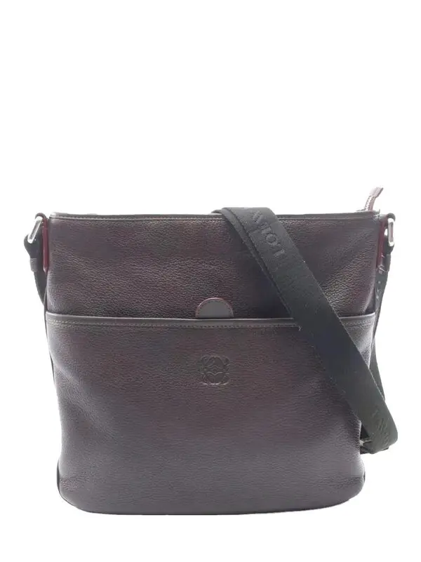 Loewe Anagram Leather Messenger Bag - Brown