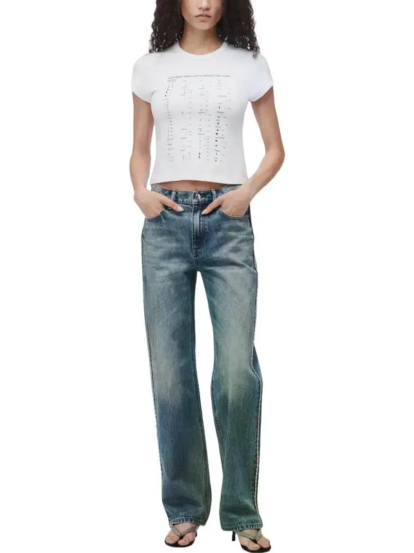 Alexander Wang Embellished Chain Straight Jeans - Blue