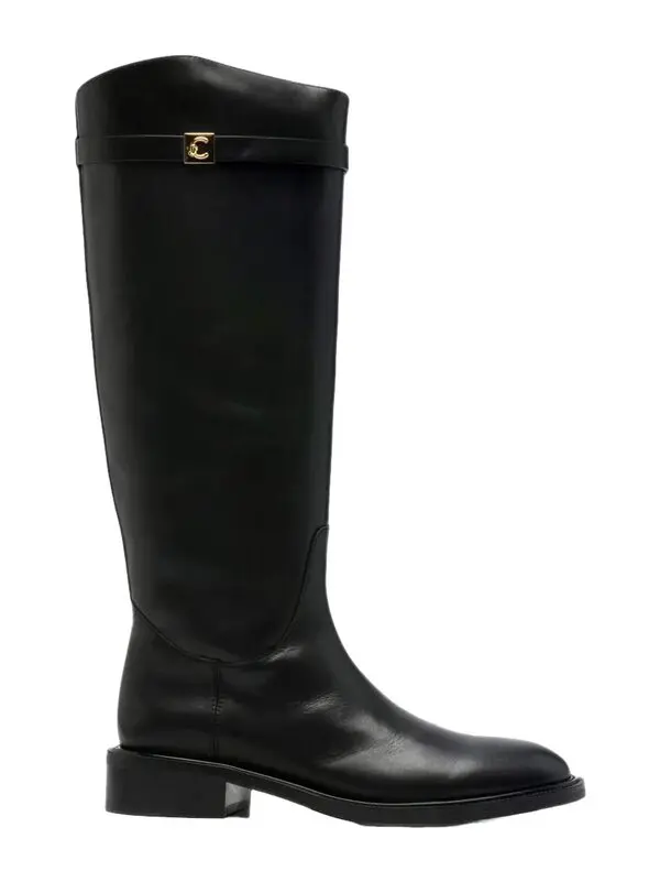 COCCINELLE Logo-plaque Leather Boots - Black