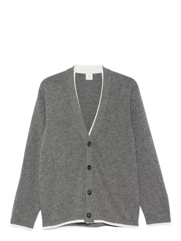 Eleventy Contrast Trim V-neck Cardigan - Grey