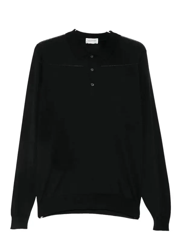 John Smedley Belpert Long-sleeve Polo Sweater - Black