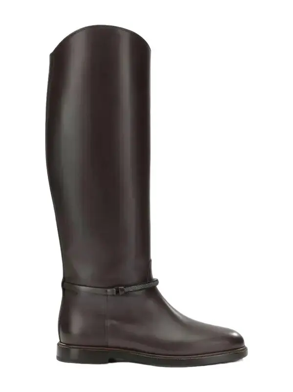 Brunello Cucinelli Monili Embellished Leather Boots - Brown