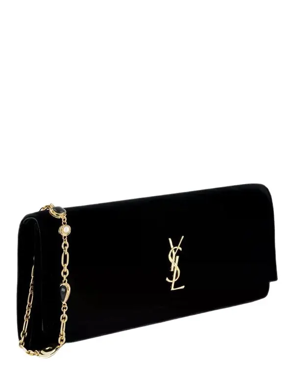 Saint Laurent Kate Velvet Clutch Bag - Black